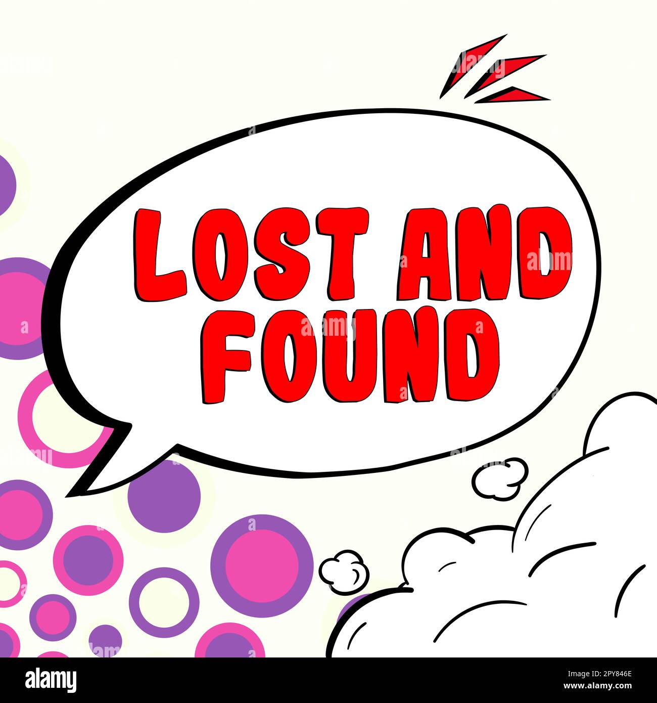 Text caption presenting Lost And Found. Word for Place where you can ...