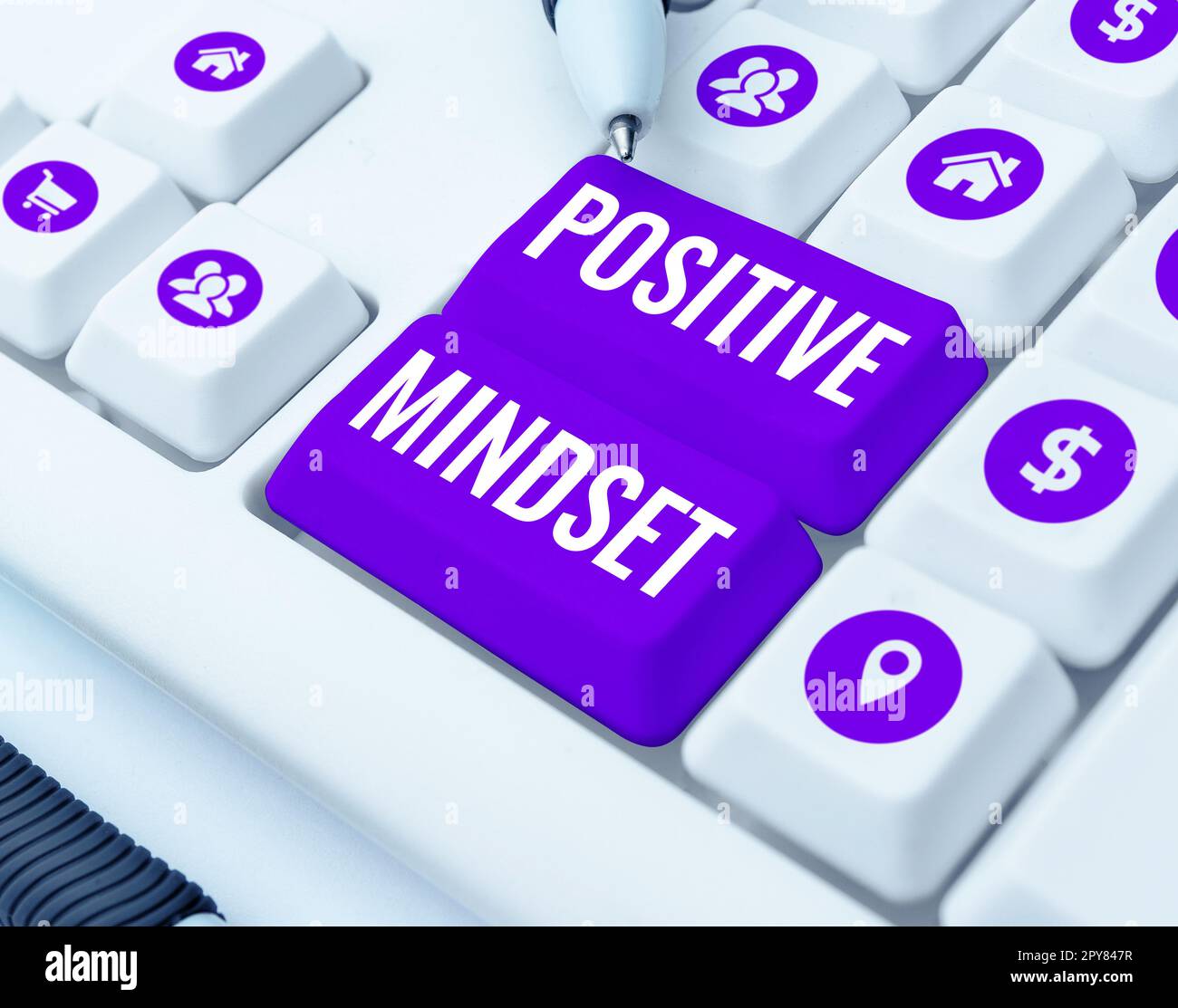 Text caption presenting Positive Mindset. Concept meaning mental and ...