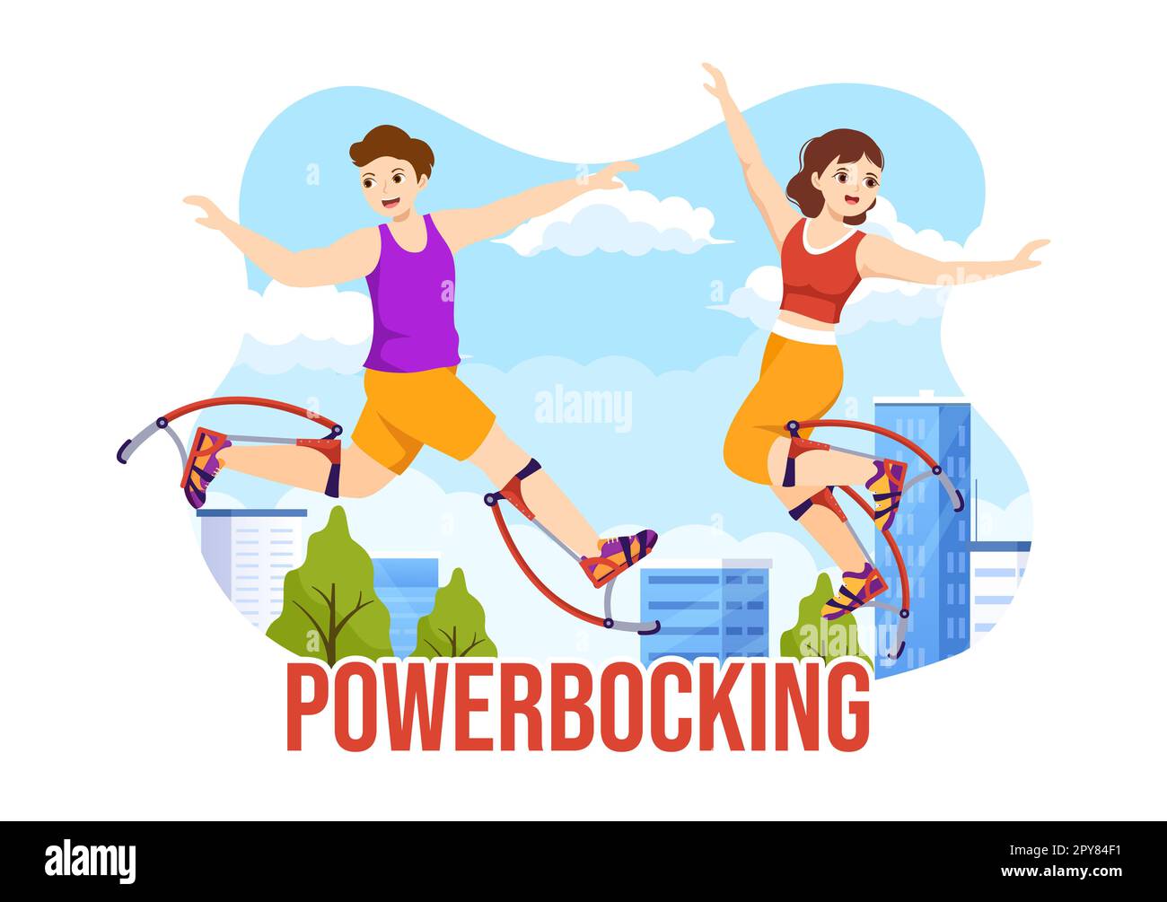 Powerbocking Sport Illustration with Jumping Boots for Web Banner or ...