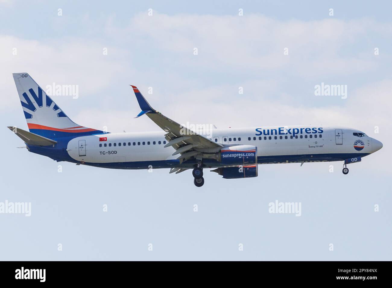 Düsseldorf, Germany. 02.05.2023. TC-SOD SUNEXPRESS BOEING 737-800 ...