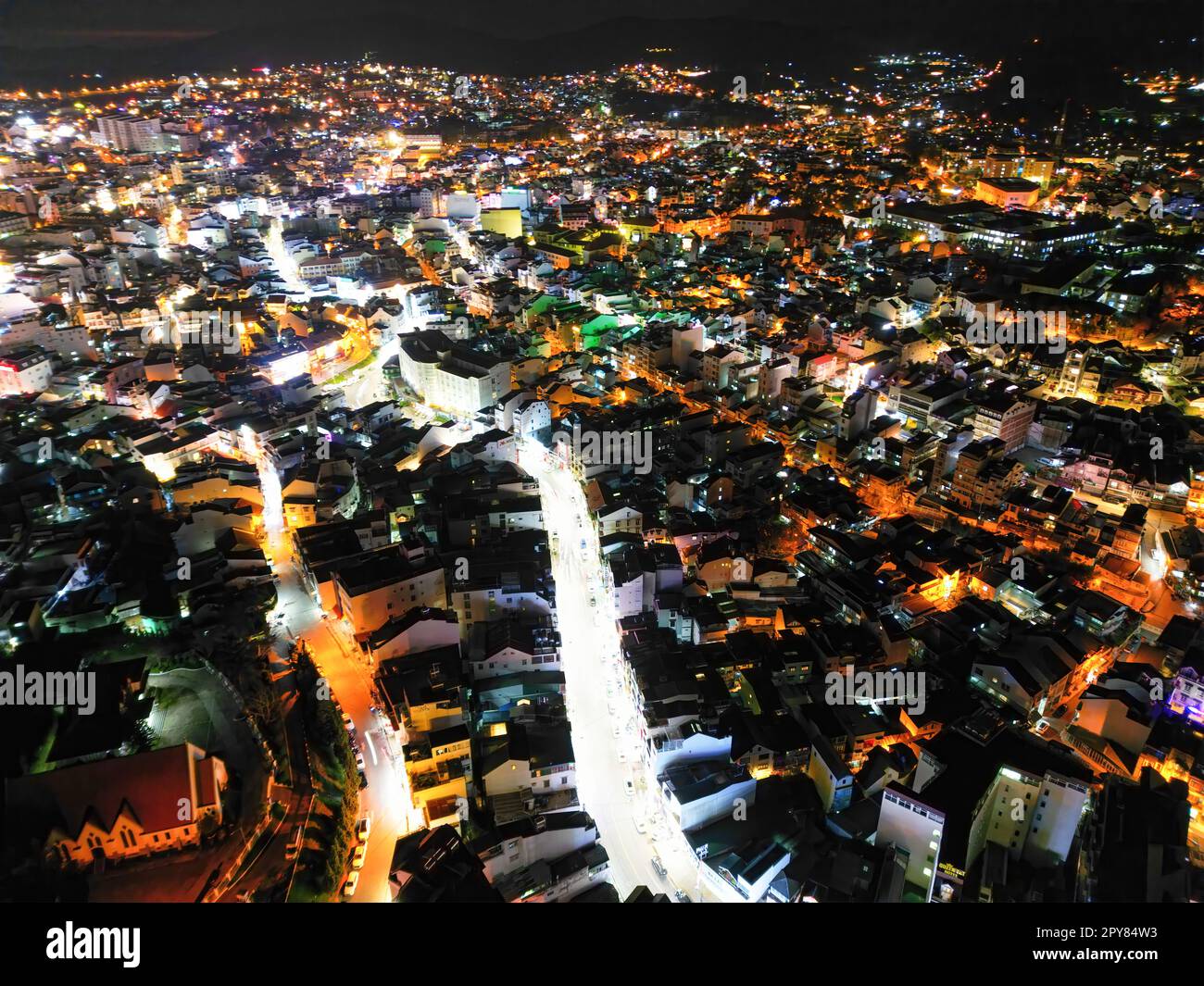 Illuminated Night View of Da Lat City, Vietnam: A Captivating Display ...