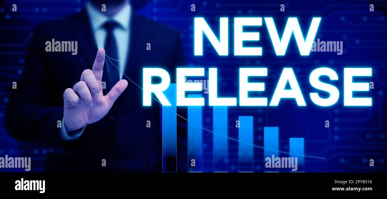 Sign displaying New Release. Business concept announcing something ...