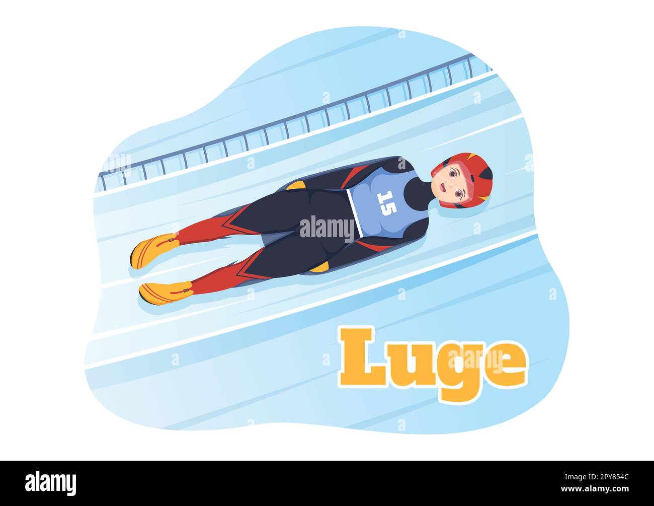 Luge Sled Race Athlete Winter Sport Illustration with Riding a Sledding ...