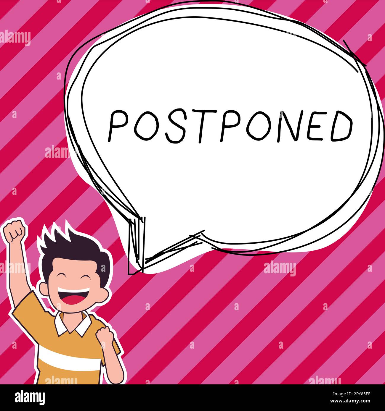 Sign displaying Postponed. Business showcase to place later in order of ...