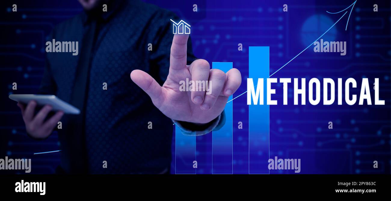 Text sign showing Methodical. Business concept System of Methods used in a study or activity ...
