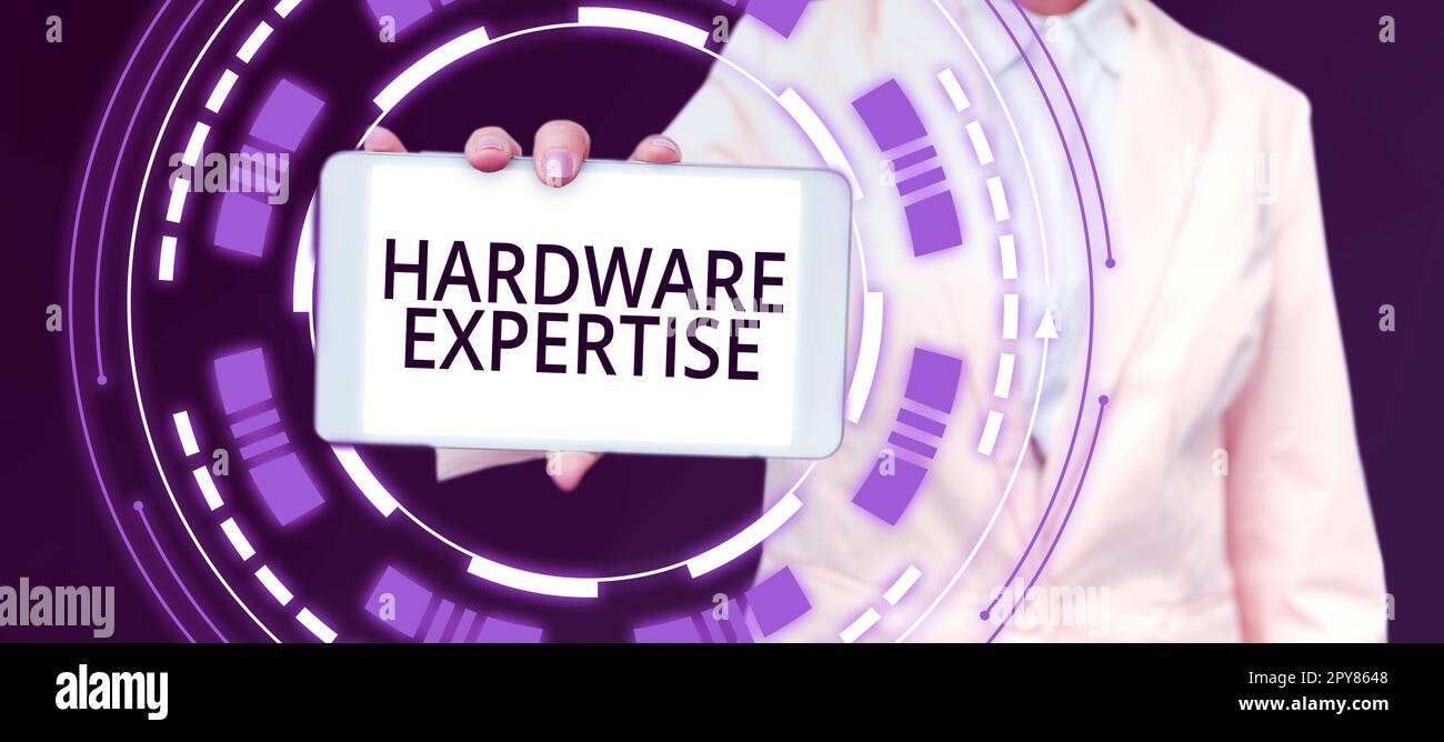 Text caption presenting Hardware Expertise. Business approach machines ...