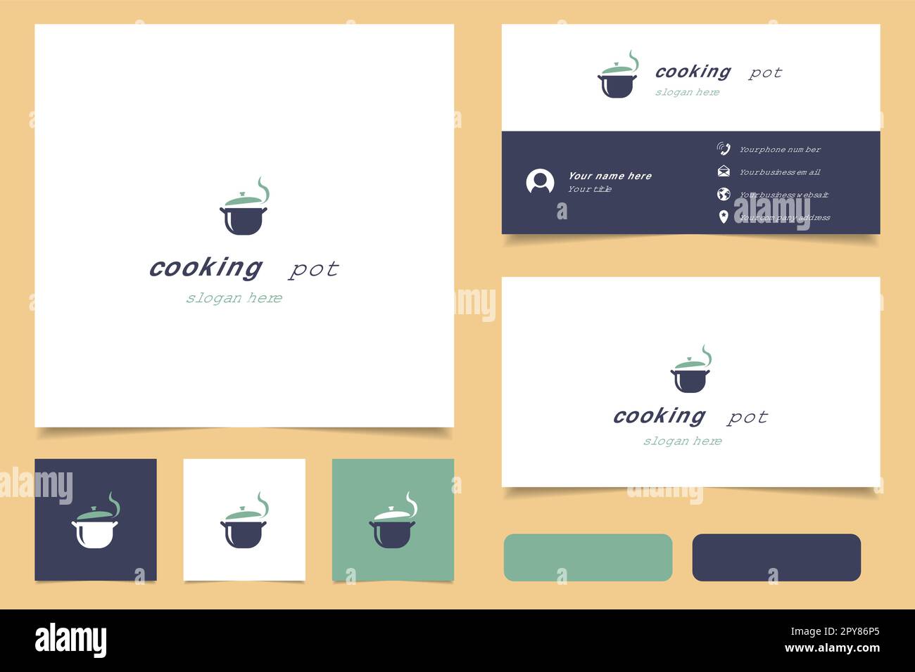 Cooking pot logo design with editable slogan. Branding book and ...