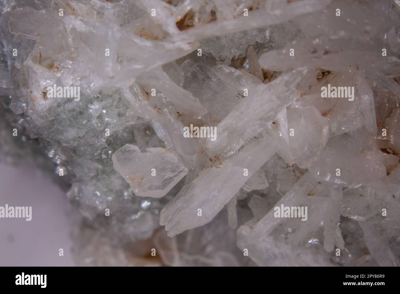 Stilbite crystals in close-up Stock Photo - Alamy