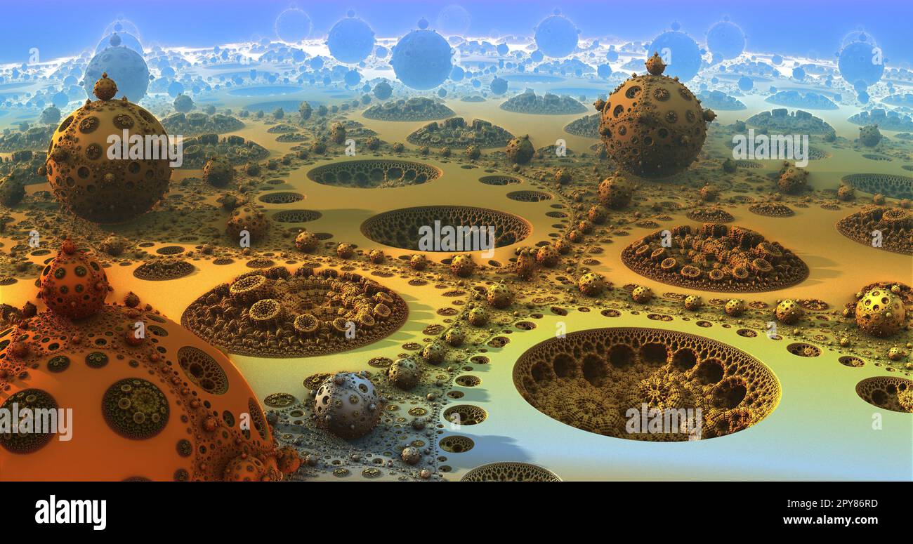 the surface of an alien planet under an alien sun 3d rendering Stock ...