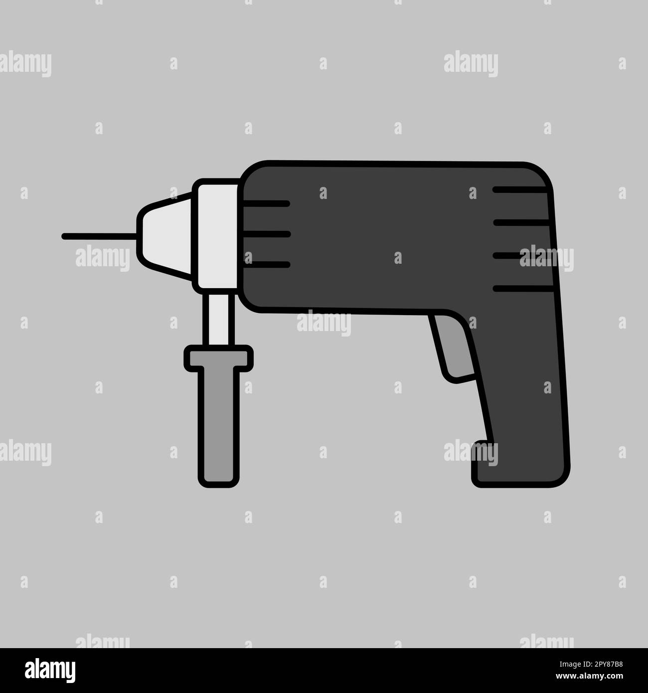 Electric hammer drill vector grayscale icon. Household electric ...