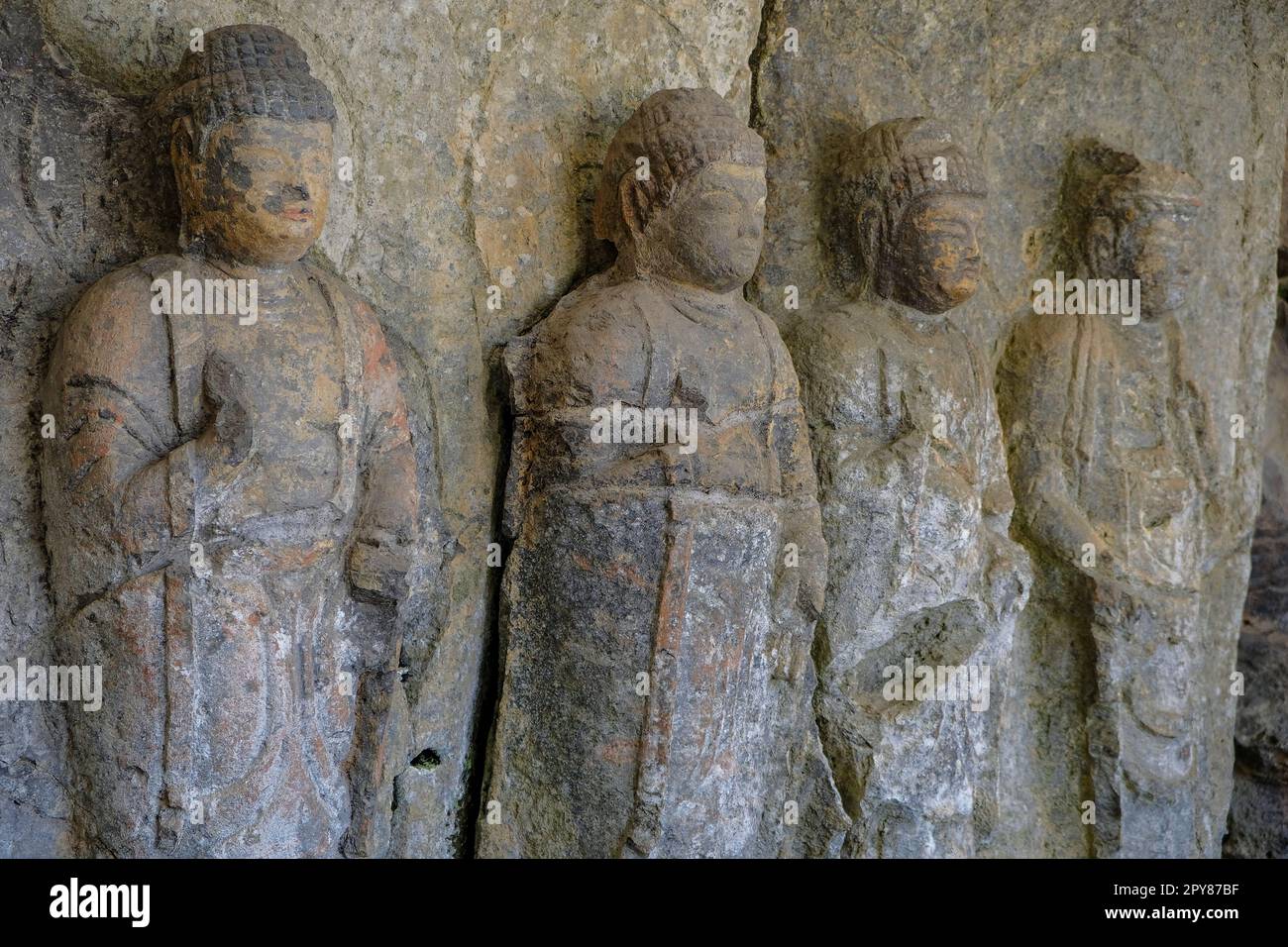 Usuki, Japan - May 1, 2023: The Usuki Stone Buddhas are a set of ...