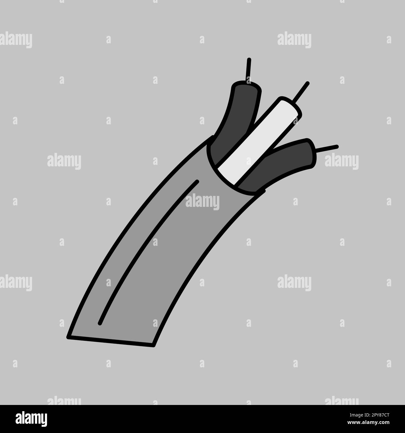 Electric cable vector grayscale icon. Construction, repair and building ...