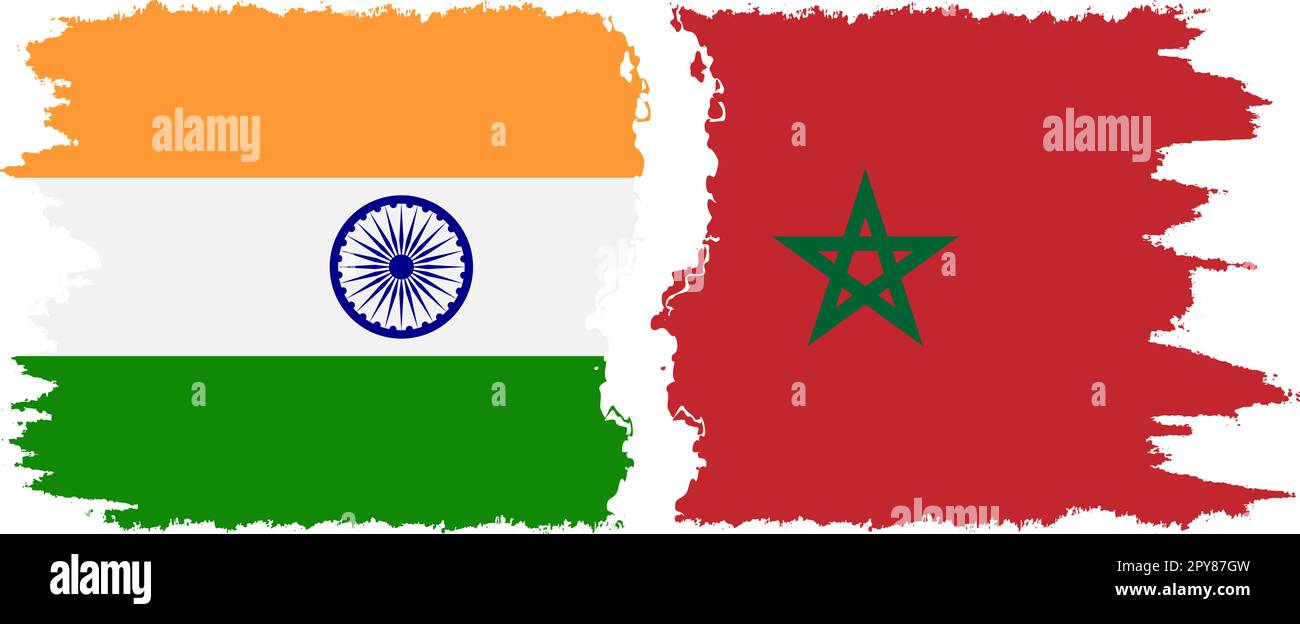 Morocco and India grunge flags connection, vector Stock Vector Image ...