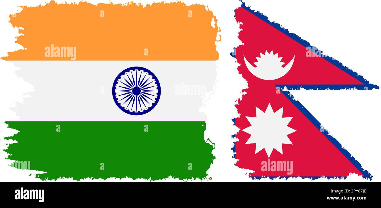Nepal and India grunge flags connection, vector Stock Vector Image ...