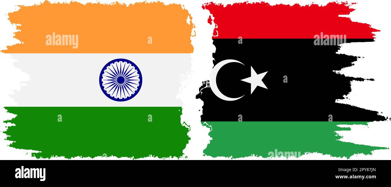 Libya and India grunge flags connection, vector Stock Vector Image ...