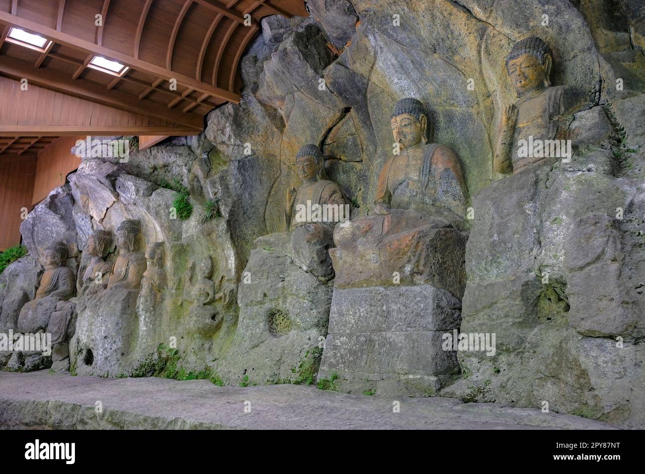 Usuki, Japan - May 1, 2023: The Usuki Stone Buddhas are a set of ...