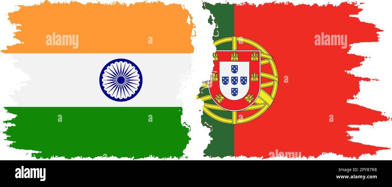 Portugal and India grunge flags connection, vector Stock Vector Image ...
