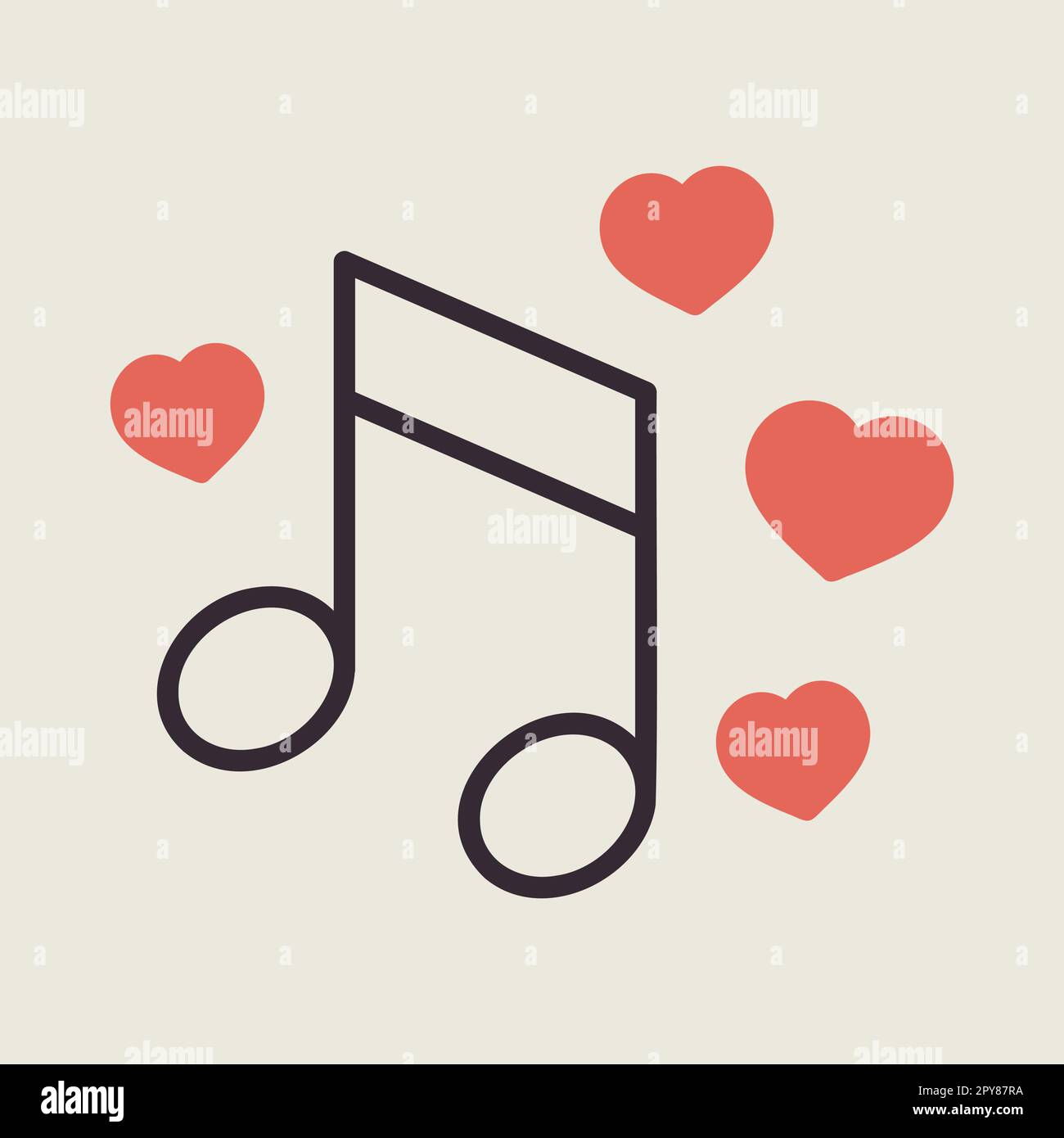 Musical note with heart sign isolated icon. Vector illustration ...