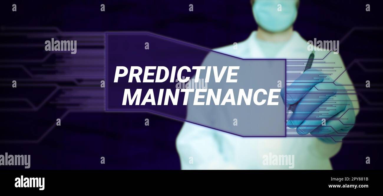 Hand writing sign Predictive Maintenance. Business concept Predict when ...