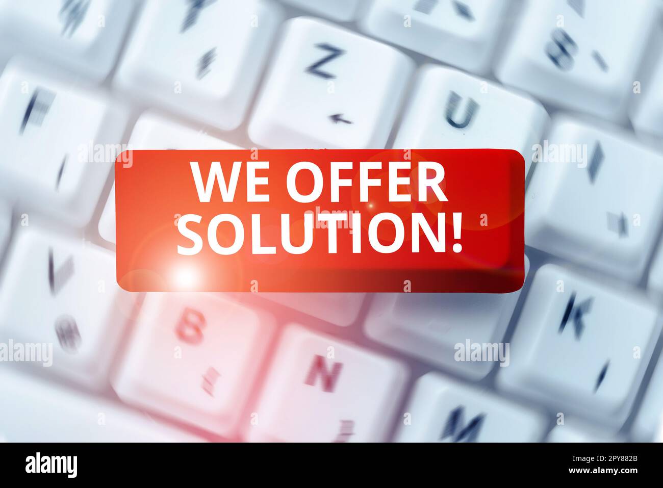 Sign displaying We Offer Solution. Word Written on give means of ...