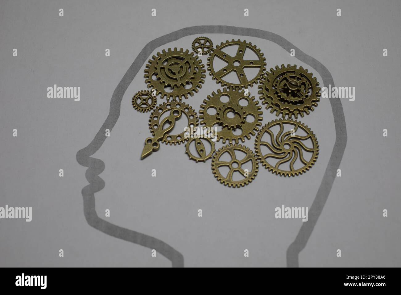 Head with mechanical gears Stock Photo - Alamy