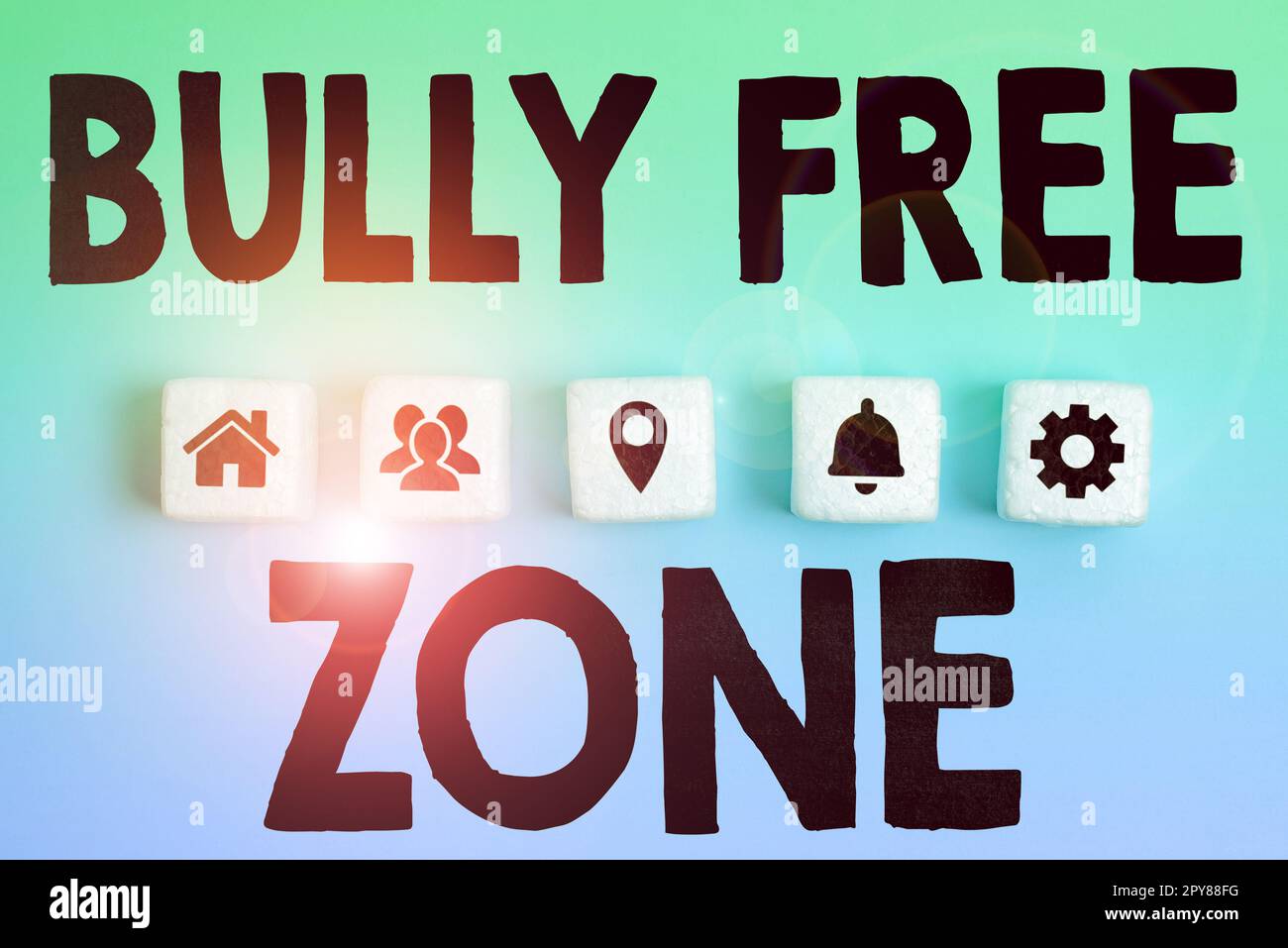 Hand writing sign Bully Free Zone. Business showcase Be respectful to ...