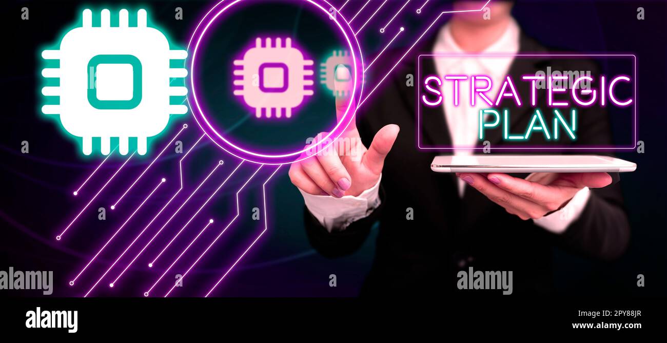 Hand writing sign Strategic Plan. Word Written on A process of defining ...