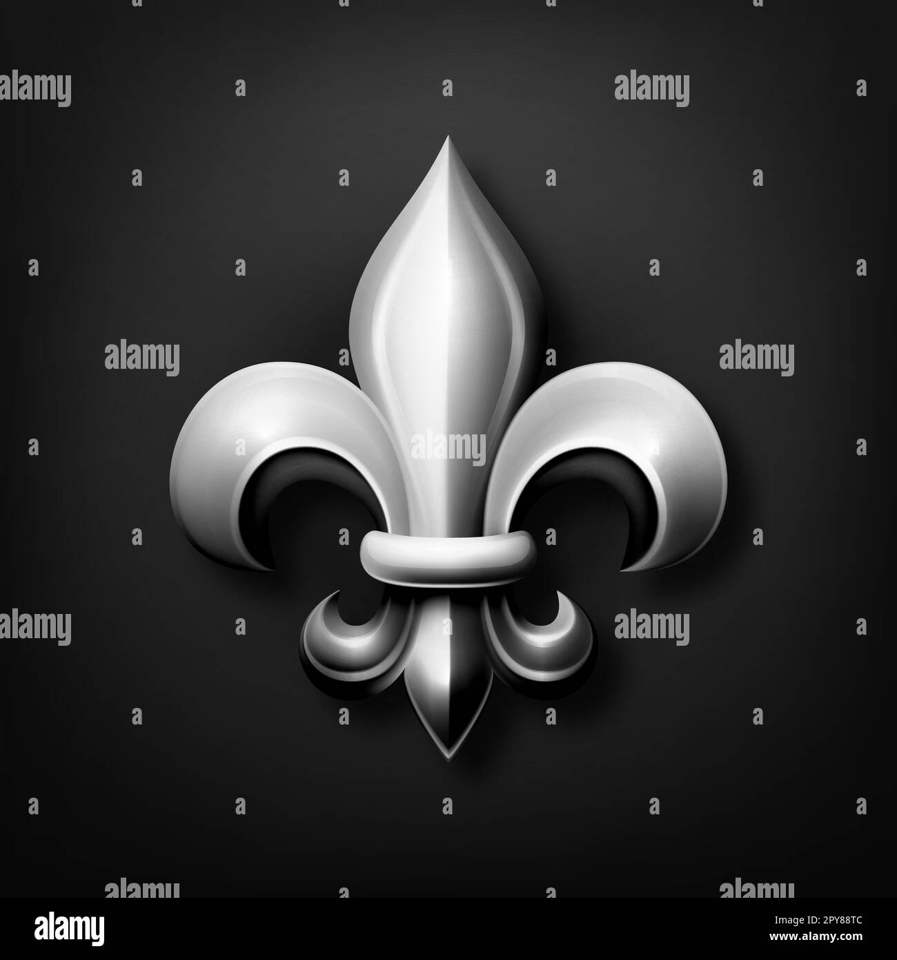Vector 3d Realistic Gray Silver Fleur De Lis Closeup on Dark Background ...