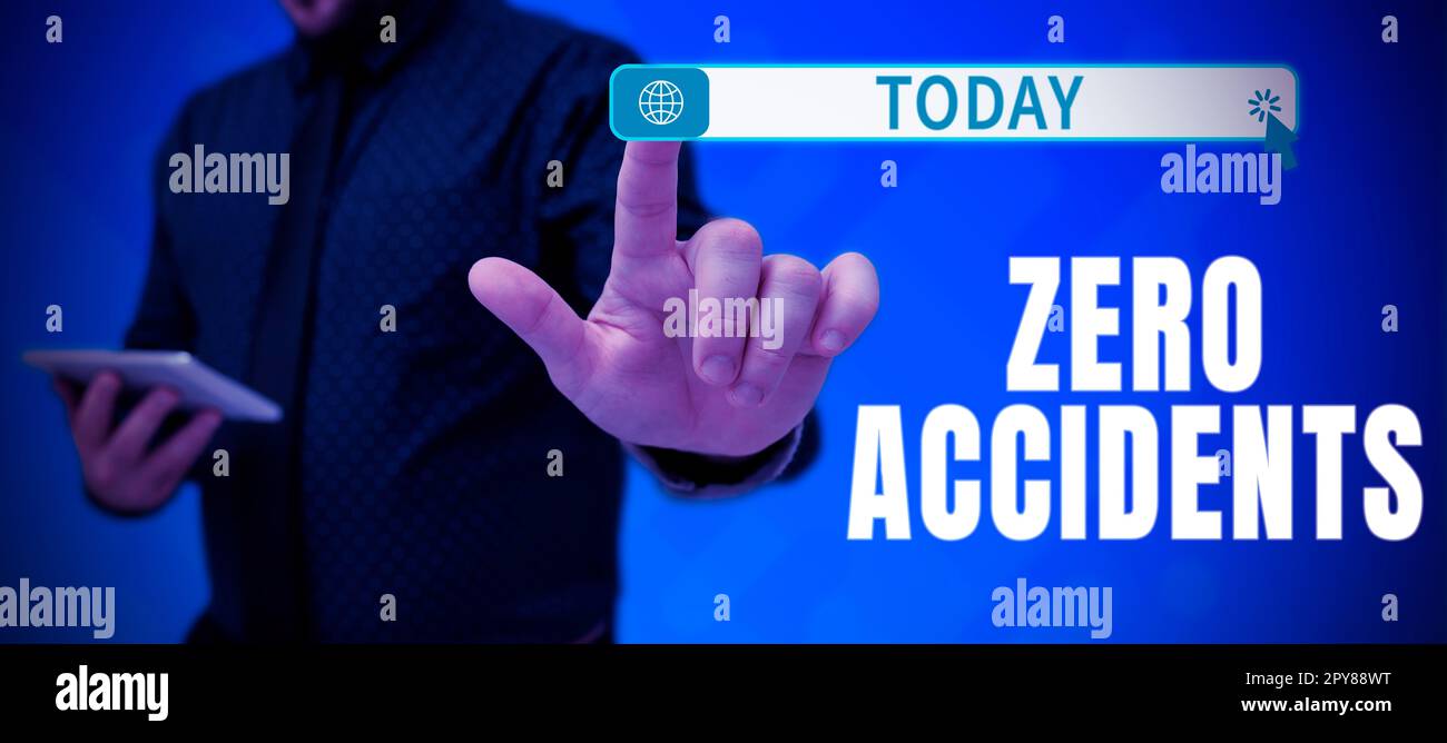 Hand writing sign Zero Accidents. Business showcase important strategy ...