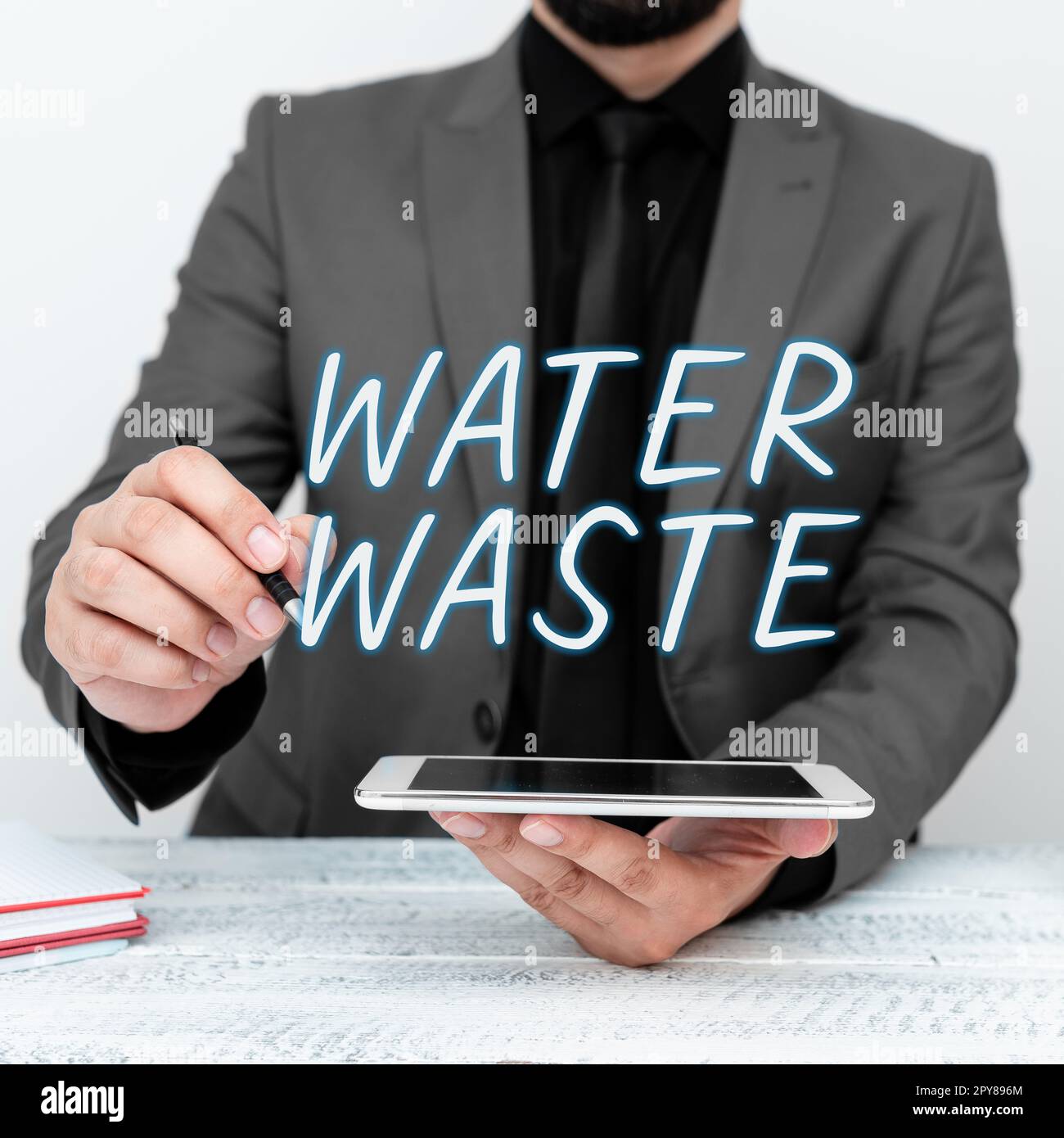 Sign displaying Water Waste. Business concept liquid that has been used ...