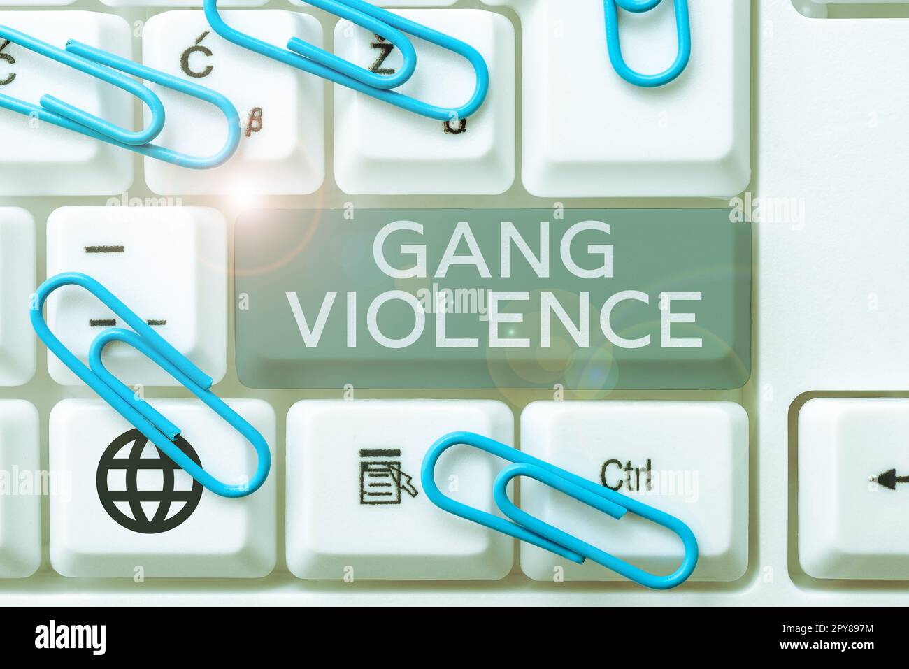 Text showing inspiration Gang Violence. Word for infringement of the ...