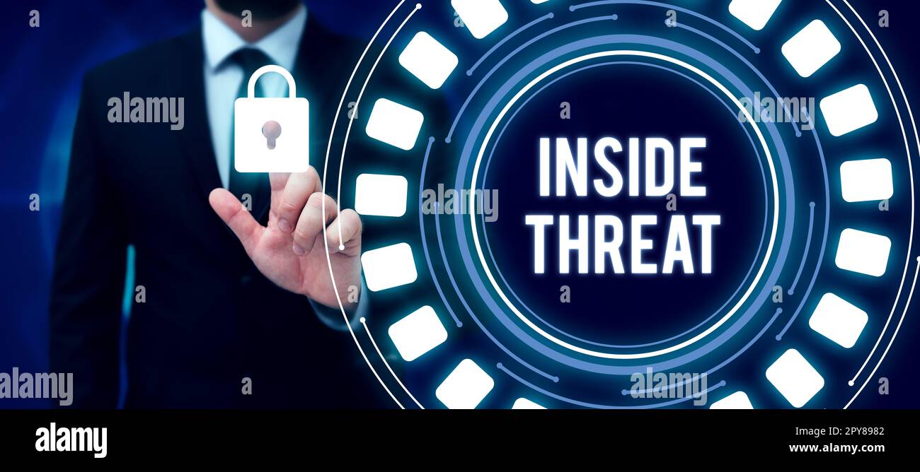 Inspiration showing sign Inside Threat. Business overview Information ...