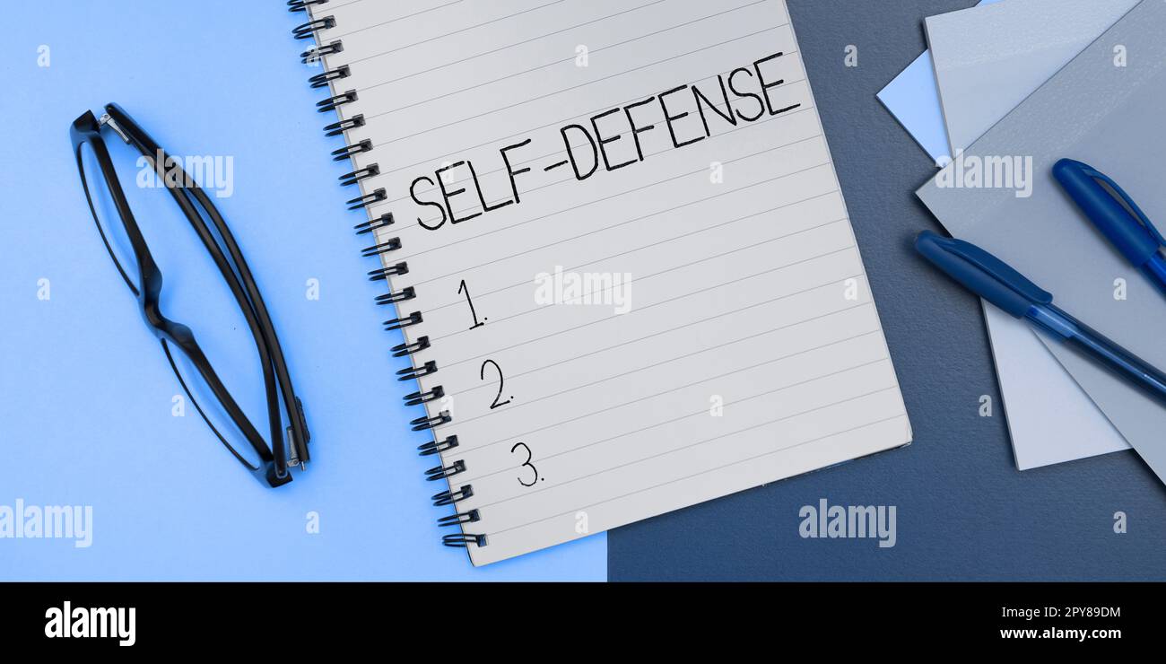 Text showing inspiration Self Defense. Conceptual photo the act of ...