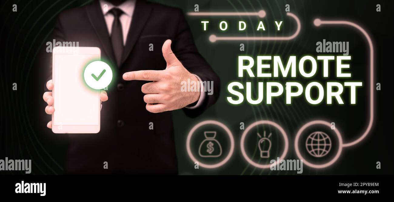 Text caption presenting Remote Support. Word for help end-users to ...