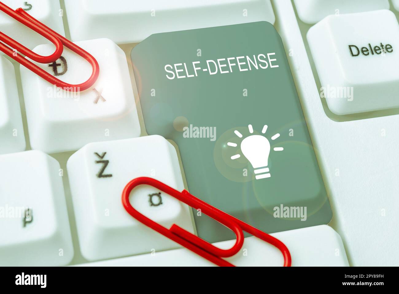 Sign displaying Self Defense. Word Written on the act of defending one ...