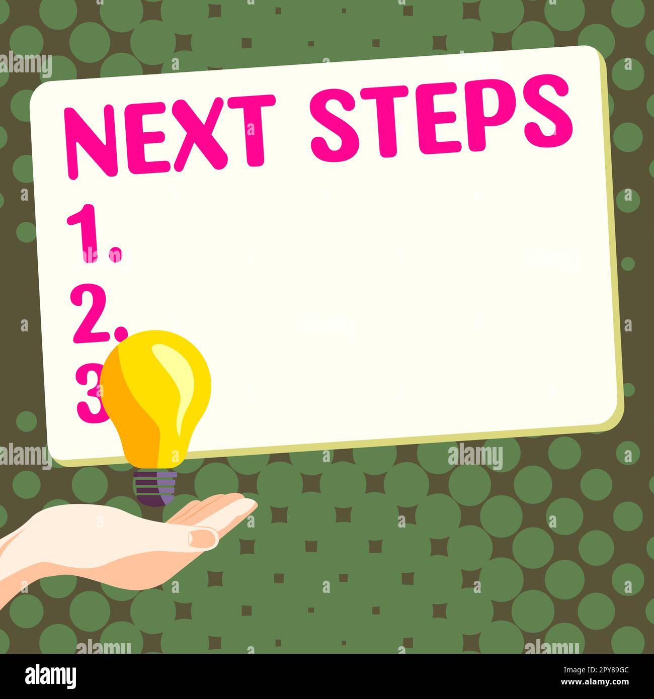 Conceptual display Next Steps 1,2,3. Business showcase something you do ...