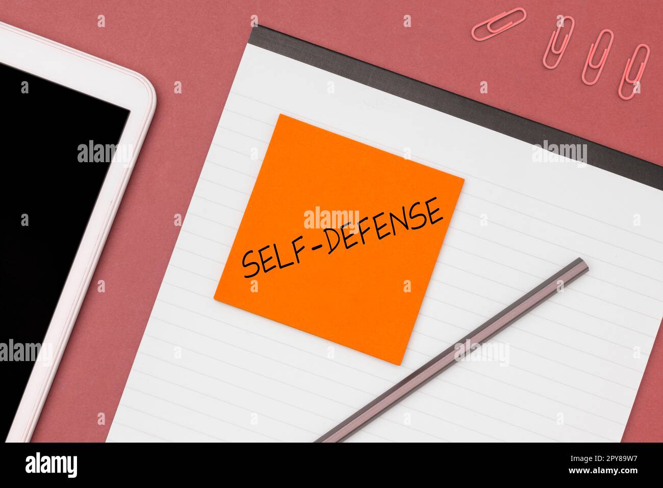 Sign displaying Self Defense. Conceptual photo the act of defending one ...