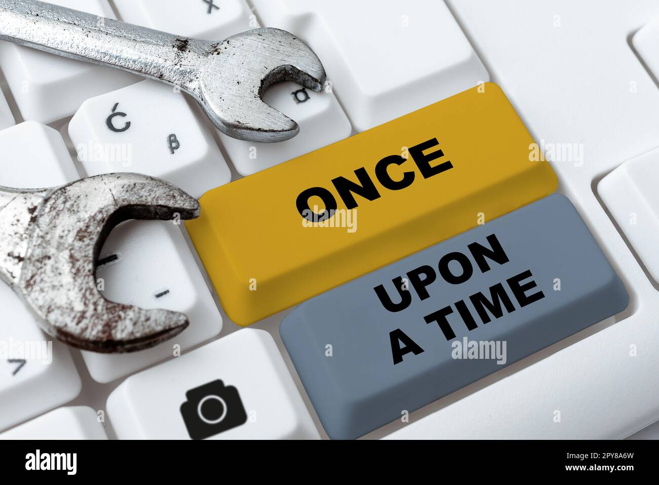 Handwriting text Once Upon A Time. Concept meaning telling story ...