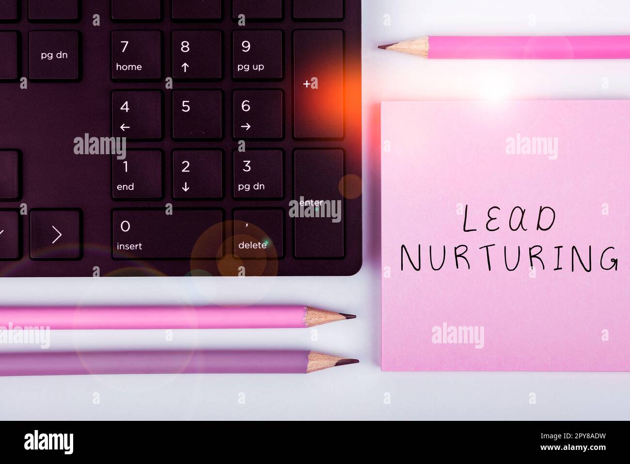 Text showing inspiration Lead Nurturing. Word for method of building a ...