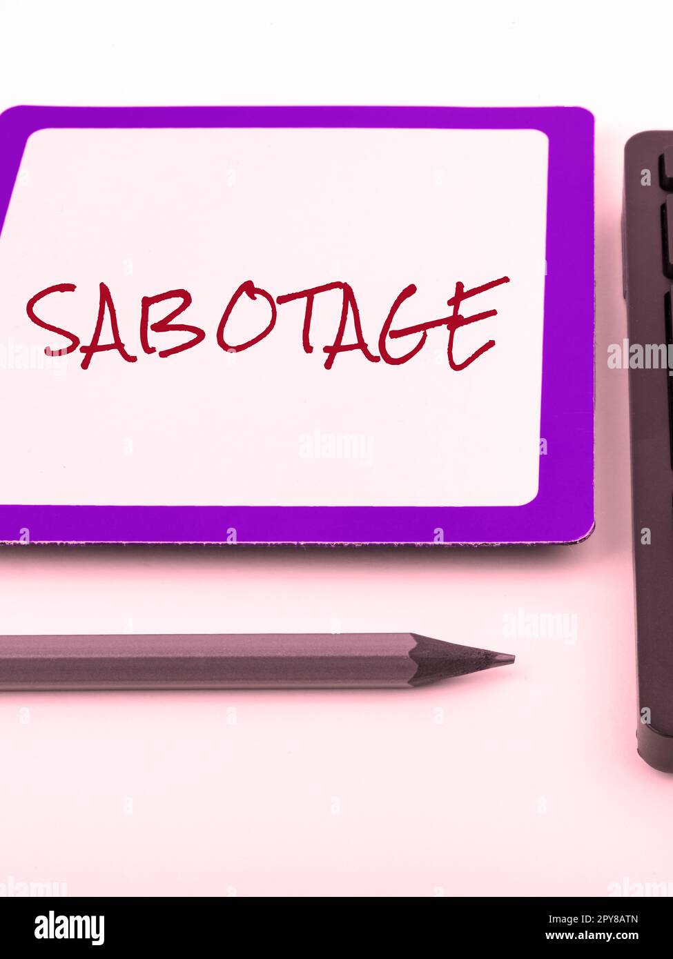 Text caption presenting Sabotage. Business overview destruction of an ...