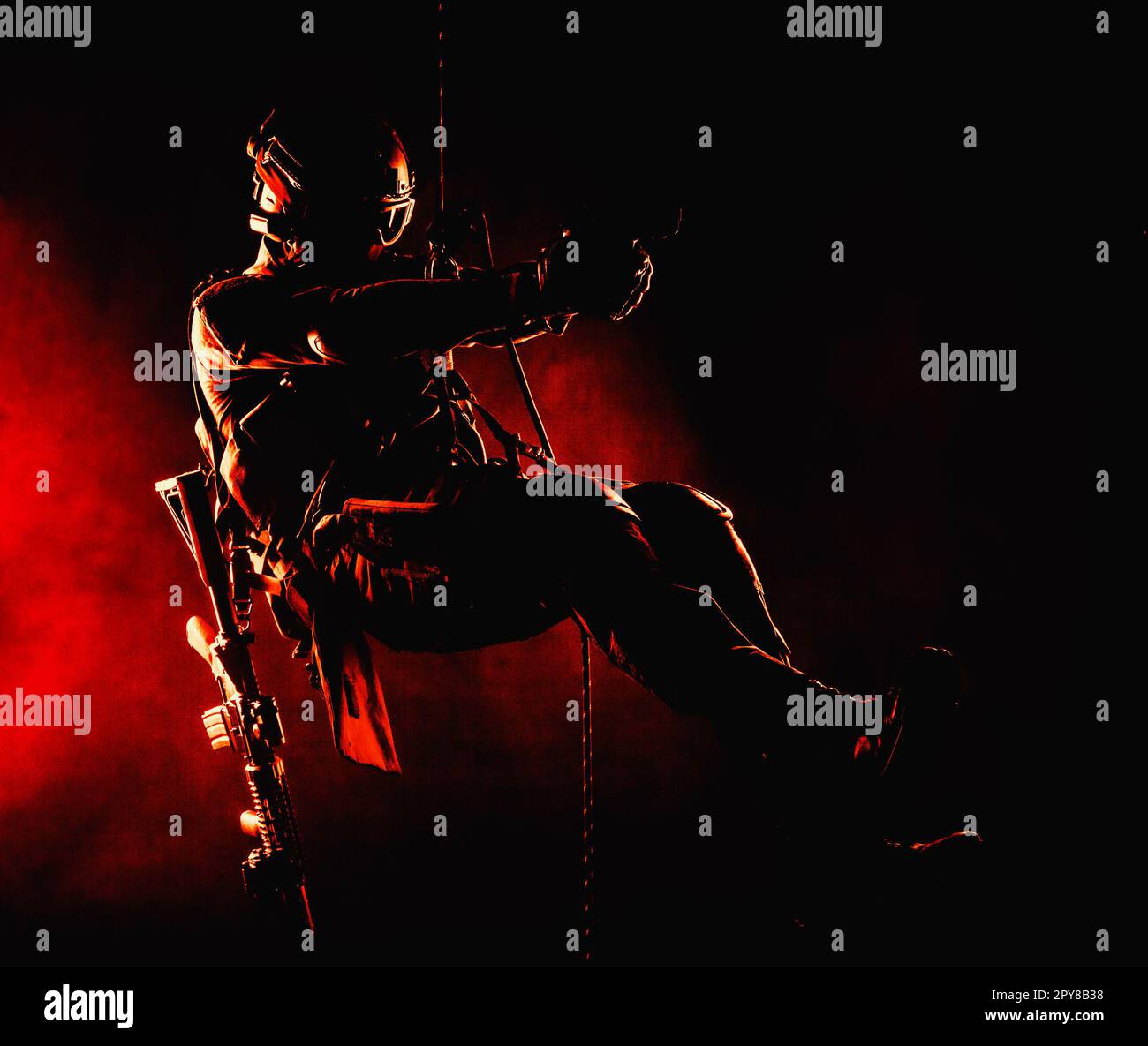 Tactical rappelling SWAT Stock Photo - Alamy