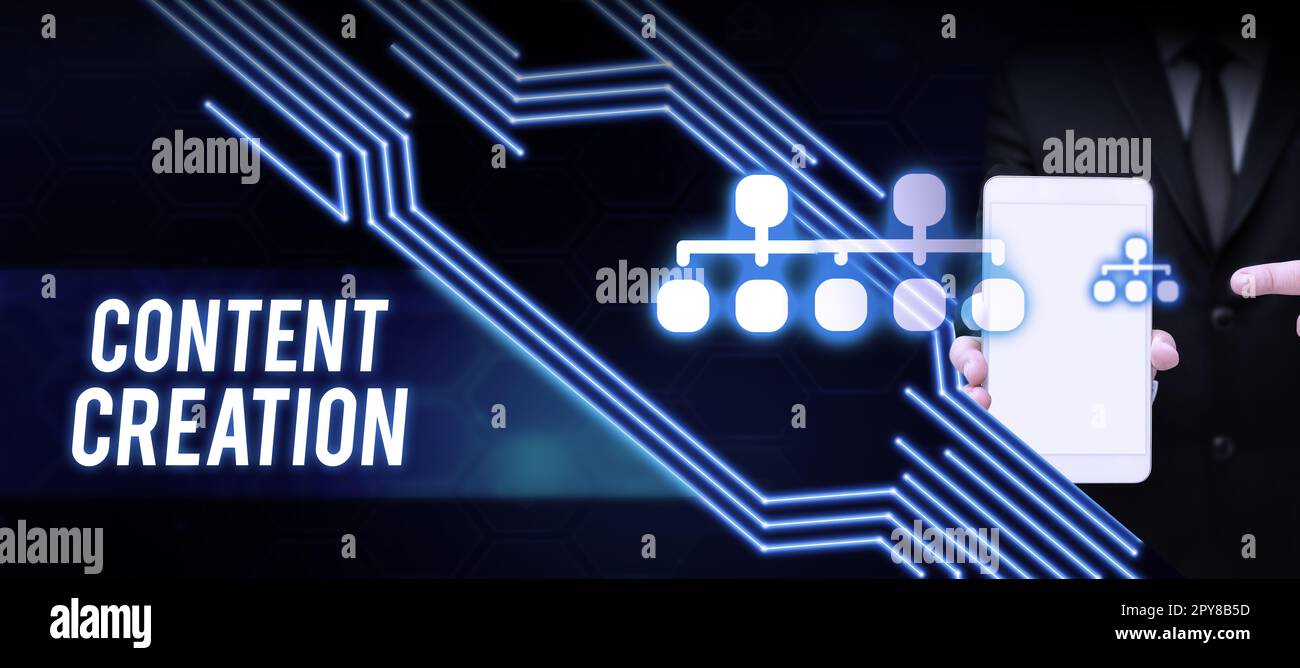 Conceptual display Content Creation. Business showcase contribution of ...