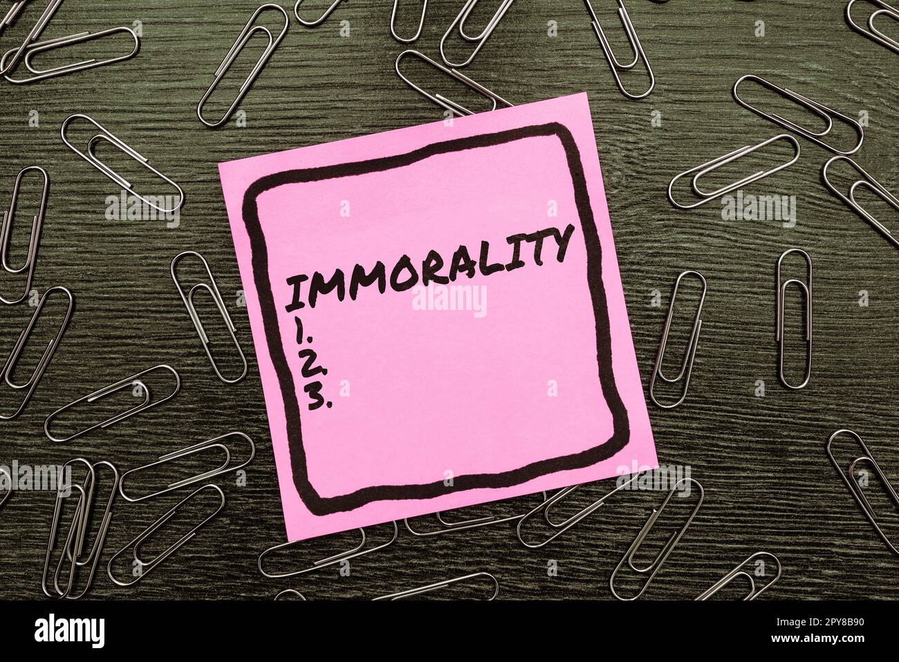 Text caption presenting Immorality. Business approach the state or ...