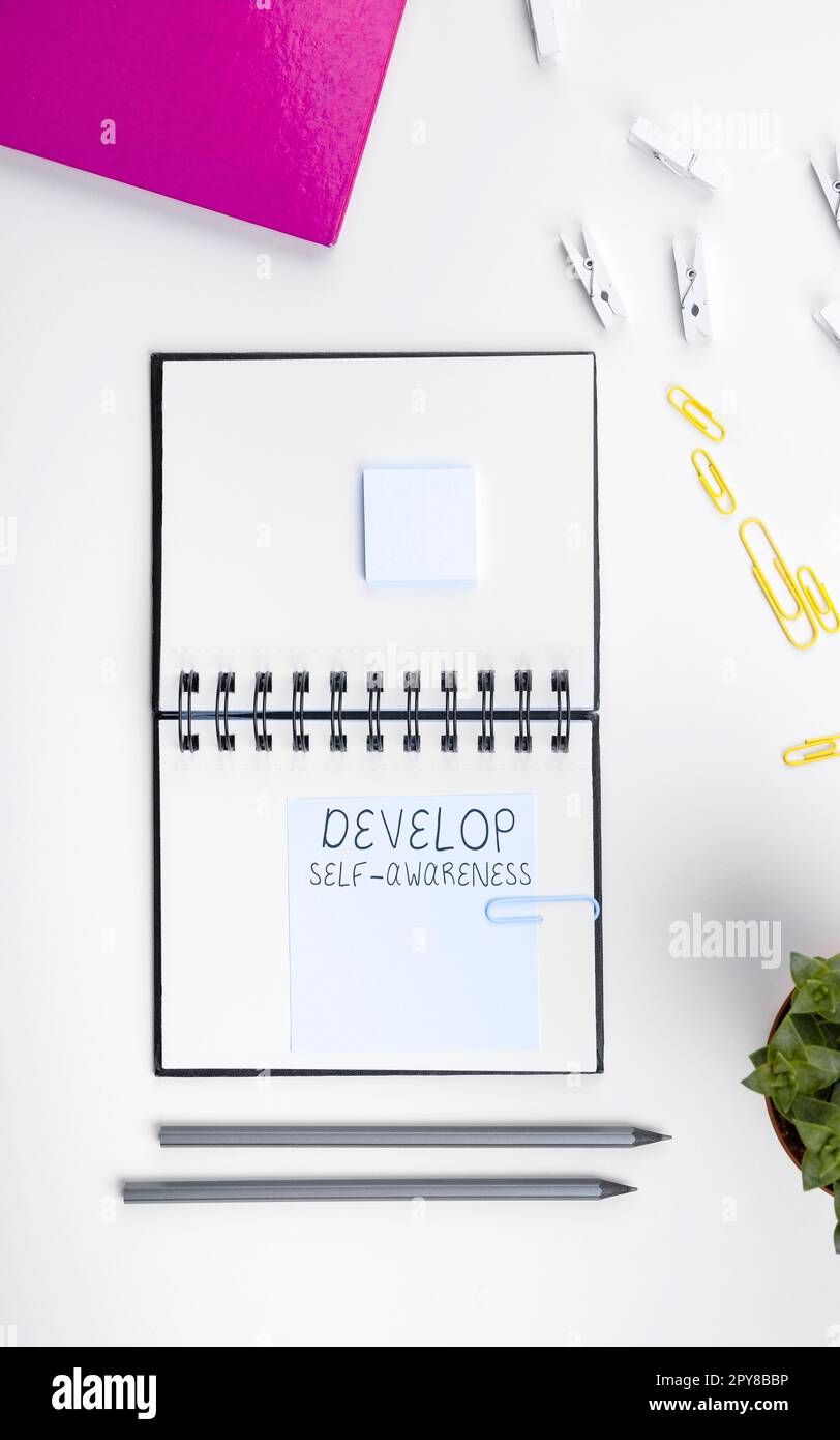 Text caption presenting Develop Self Awareness. Conceptual photo ...