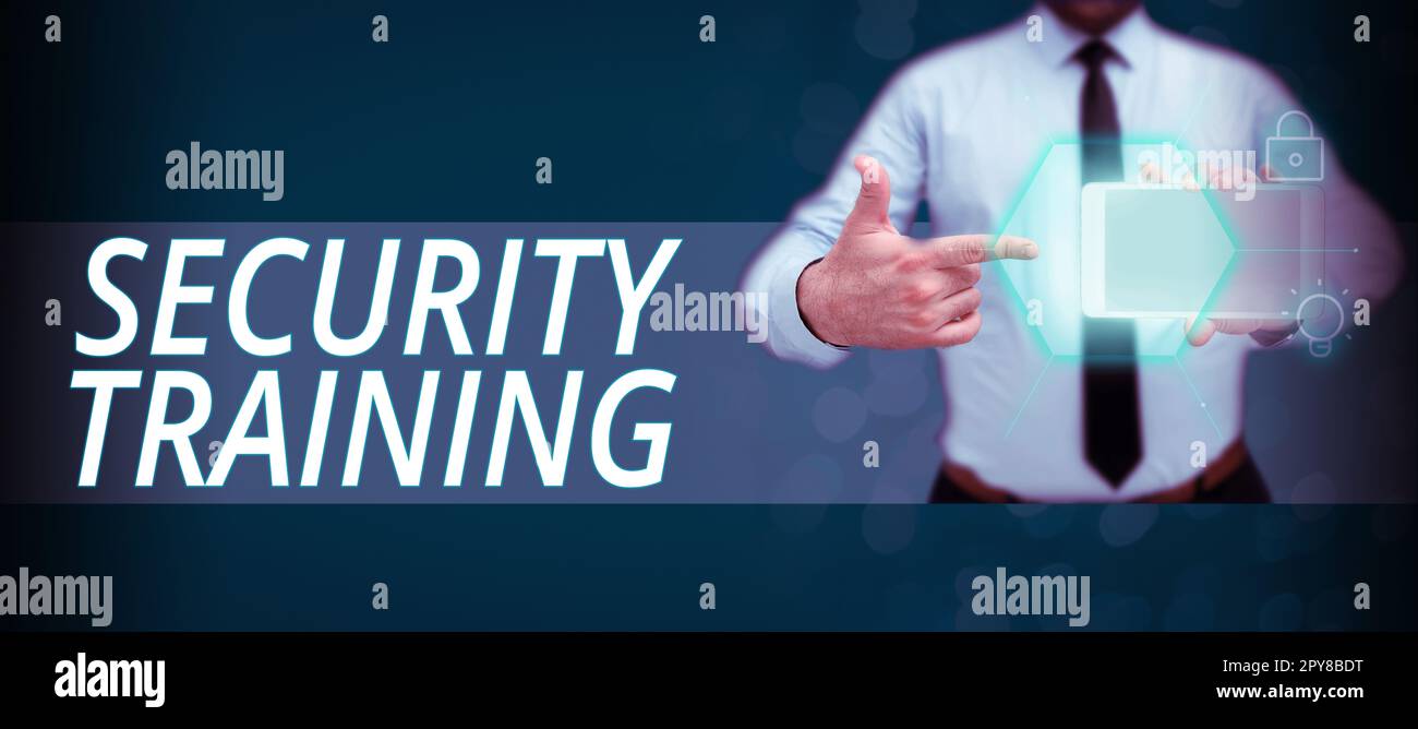 Sign displaying Security Training. Business overview providing security ...