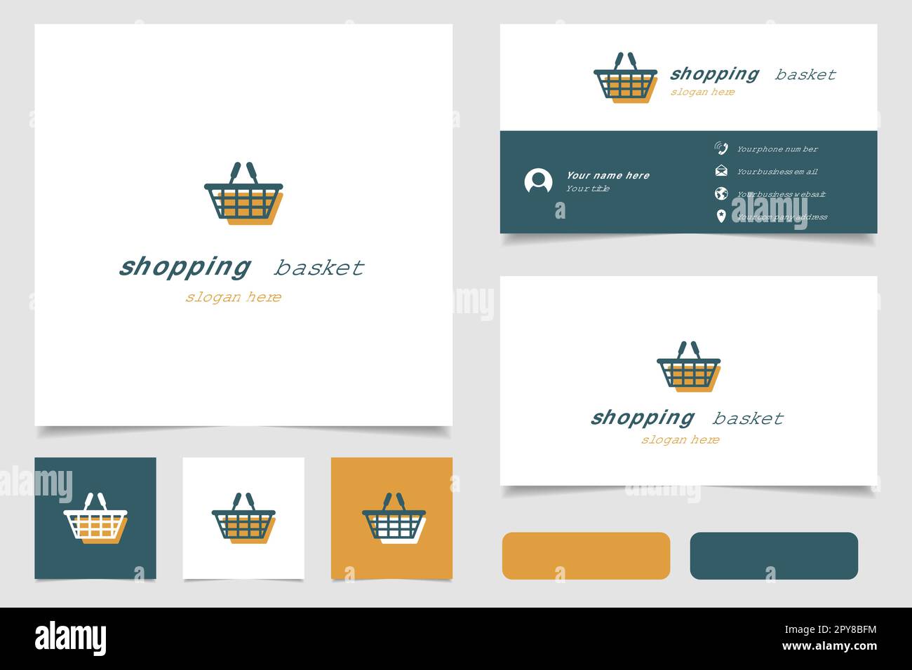 Shopping basket logo design with editable slogan. Branding book and ...
