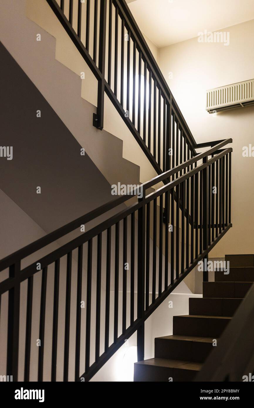steps of indoor fire escape stairs Stock Photo - Alamy