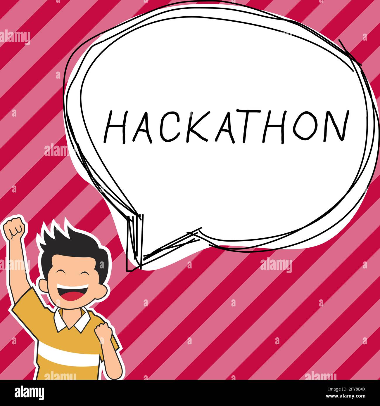Handwriting text Hackathon. Word for event where large number of people ...