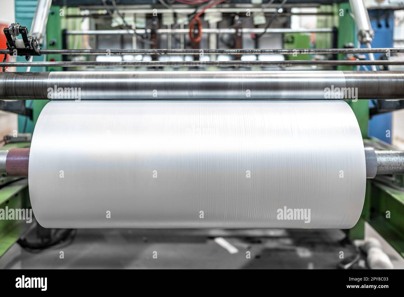 large plastic roll in the factory for the production of plastic ...