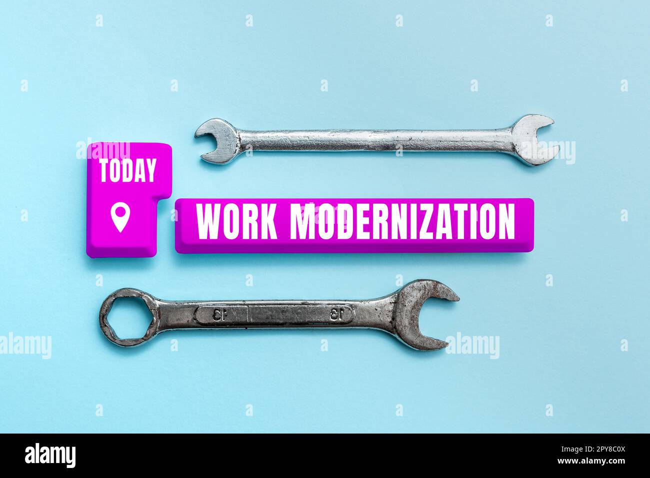 Conceptual caption Work Modernization. Concept meaning changing product ...